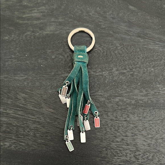 Coach | Accessories | Coach Green Leather Keychain With Colorful Tags ...